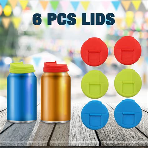 6 Pack Plastic Soda Can Cover Lids Reusable Soda Can Lids Beer Can