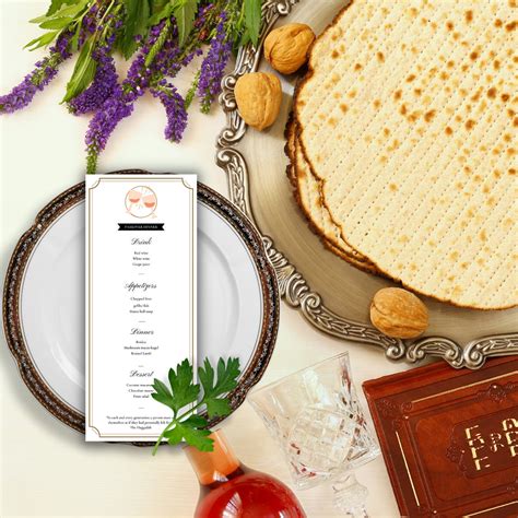 Printable Passover Seder Menu Template Passover Menu Modern Passover