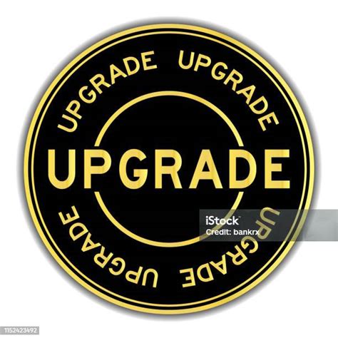 검은 색과 금색 색상 업그레이드 단어 라운드 인감 스티커 흰색 바탕에 0명에 대한 스톡 벡터 아트 및 기타 이미지 0명 개념 개발 Istock