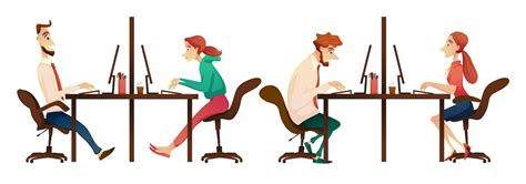 Free Vector Young Man And Woman Working In The Office Cartoon Vector