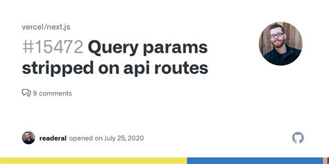 Query Params Stripped On Api Routes · Issue 15472 · Vercelnextjs