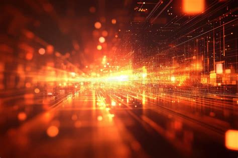 Dynamic Abstract Light Trails In Orange And Gold Hues Creating A Vibrant Digital Landscape At