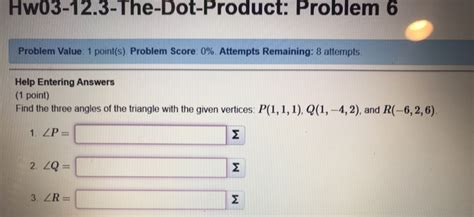 solved hw03 12 3 the dot product problem 6 problem value 1