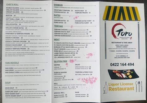 Toro Robata Sushi Menu Menu Suggestions