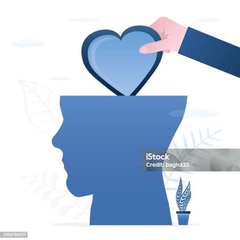 사람은 공감을 배운다 감성 지능 능력 자기 긍정적 인 방법과 감정 제어 심장과 뇌 이성과 감정 사이의 균형 Mental Wellbeing에 대한 스톡 벡터 아트 및 기타