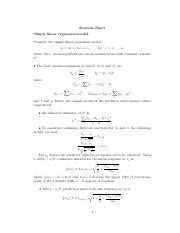 Formula Sheet Pdf Formula Sheet Simple Linear Regression Model Consider The Simple Linear