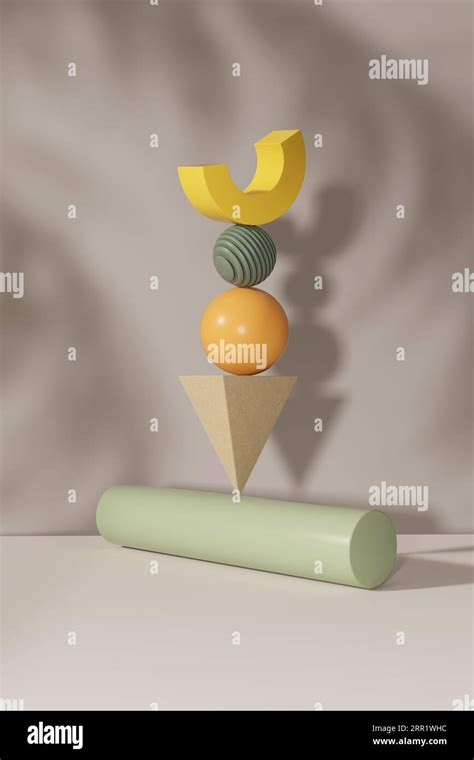 Bright Colorful Balls Half Ring Inverted Pyramid Shaped Objects Placed