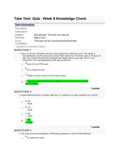 NRNP Week Quiz Knowledge Check Course Resources
