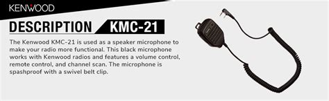 Kenwood Kmc 21 Industrial Grade Speaker Microphone Black 25mm Jack