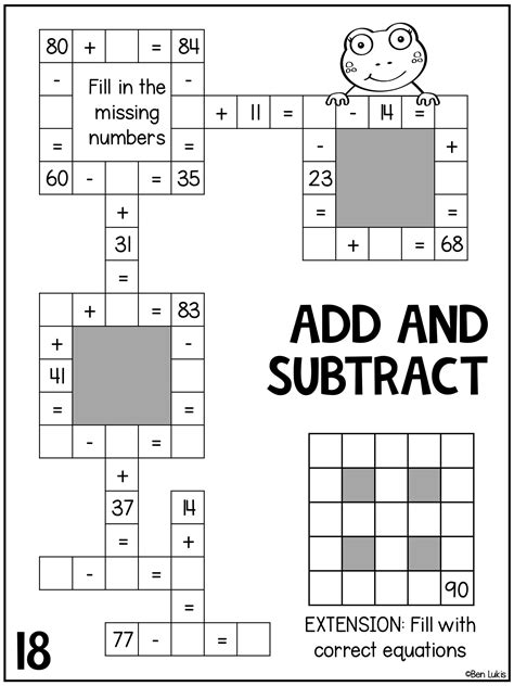 2 Digit Addition And Subtraction Math Puzzles Math Crosswords To