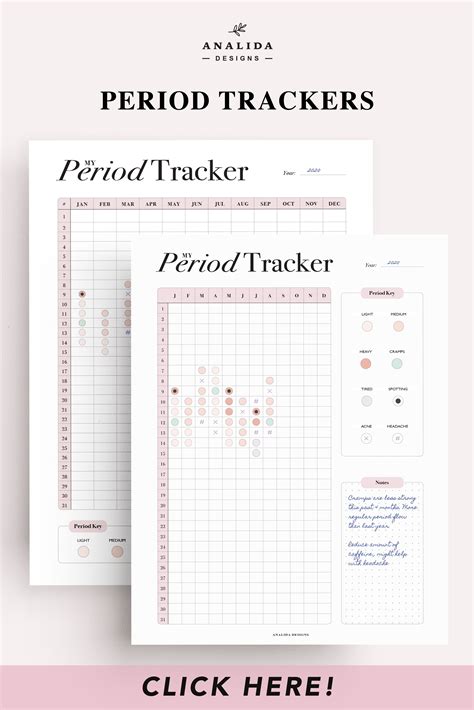 Period Tracker Printable Menstrual Cycle Planner