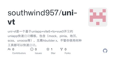 GitHub southwind957 uni vt uni vt是一个基于uniapp vite5 ts vue3开发的uniapp快速启动模板包含mockpinia地图