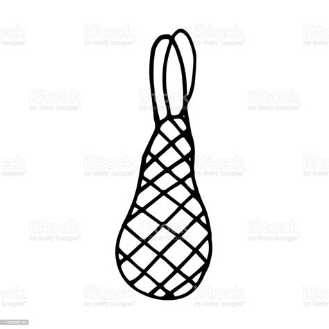 String Bag Doodle Style Vector Illustration Isolated On White Stock