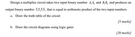 Solved Design A Multiplier Circuit Takes Two Input Binary
