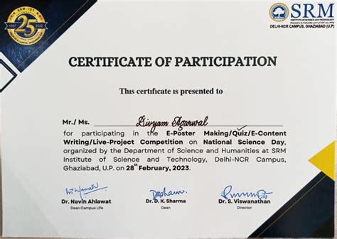 Divyam Agarwal On Linkedin Srmist Certificateofparticipation