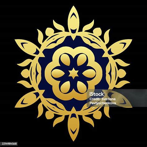 황금 빈티지 템플릿 레이저 절단 금속 나무 조각 착색 스테인드 글라스에 적합한 만다라 스텐실 격리 동양 아시아 인도 멕시코 아즈텍의 패턴과 장신구 금색에 대한 스톡 벡터