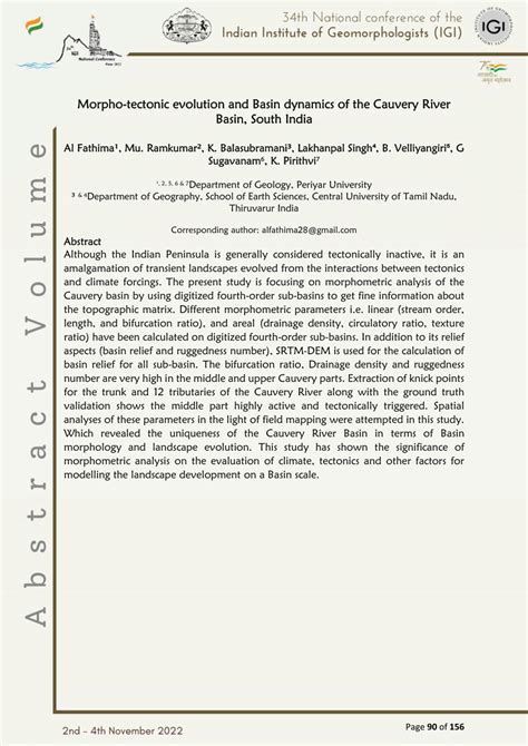 Pdf Morpho Tectonic Evolution And Basin Dynamics Of The Cauvery River