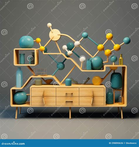 Modern Furniture With Molecular Structure Design Stock Illustration