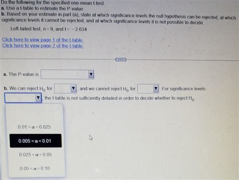 solved do the following for the specified one mean t test