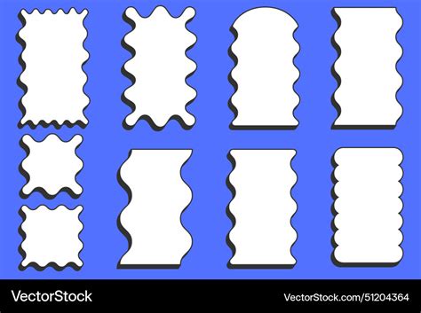 Wavy Rectangle Frame Scallop Edge Box Outline Vector Image
