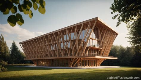 Wooden Biomimicry Building Design Stable Diffusion Online