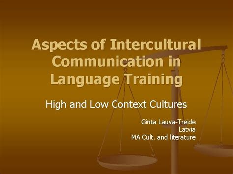Aspects Of Intercultural Communication In Language Training High