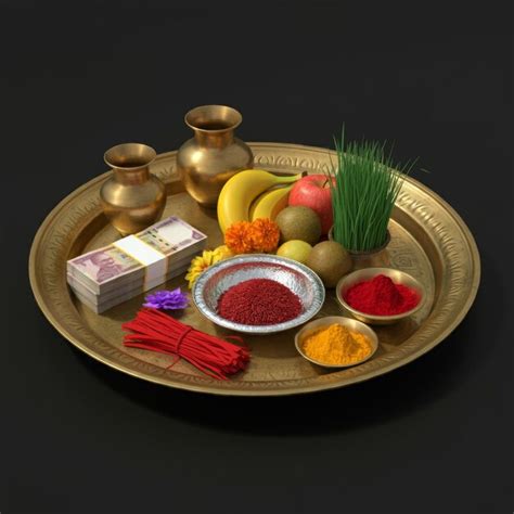 Traditional Nepalese Dashain Tika Jamara Offerings For Blessings And Vijaya Dashami Premium Ai
