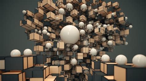 Premium Ai Image Random Spheres Packed Into A Cube Isometric Perspective