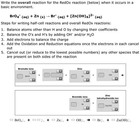 Solved Write The Overall Reaction For The Redox Reaction Below When