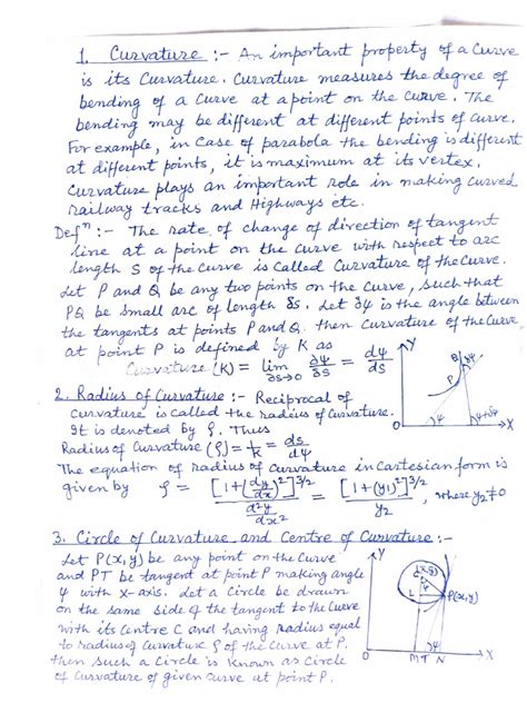 Curvature Radius Of Curvature Circle And Centre Of Curvature Equation Of Circle Of Curvature
