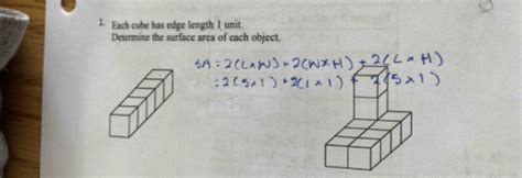 solved each cube has edge length i unit determine the surface area of