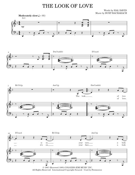 Play Official Version Of The Look Of Love Sheet Music By Burt Bacharach