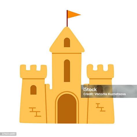 측면 타워와 깃발이 있는 높은 모래성 교육용 인쇄물 어린이 이야기 및 휴가 테마 디자인에 적합합니다 건설 산업에 대한 스톡 벡터 아트 및 기타 이미지 Istock