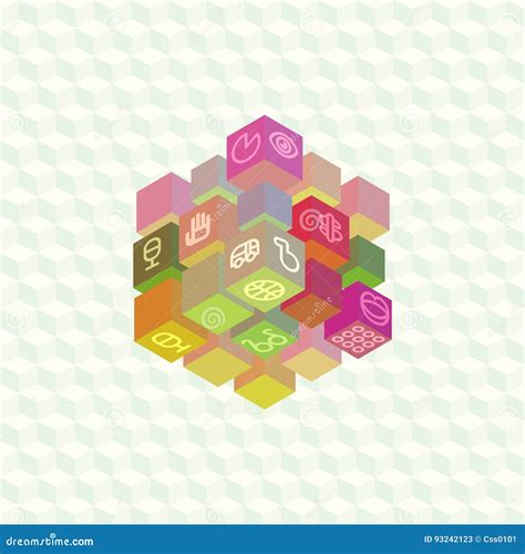 Isometric Projection Infographic Array Of Cubes Stock Vector