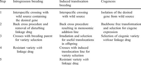 The Different Steps In Introgression Breeding Induced Translocation Download Table