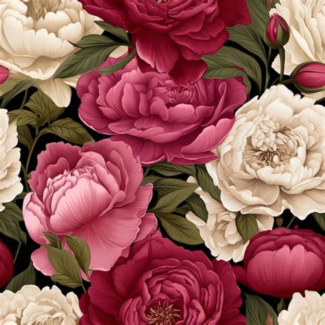 Premium Photo Pattern With Tulips Pattern