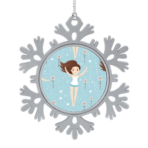 Brown Haired Gymnast Girl Gymnastics Snowflake Pewter Christmas Ornament I Love Gymnastics