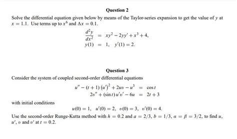 Solved Question 2 Solve The Differential Equation Given