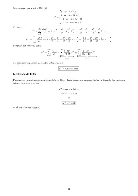 Identidade De Euler DemonstraÇÃo Atividades De Matemática
