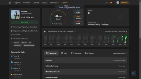 Ch Ammar On Linkedin Leetcode Codingjourney Consistencyiskey Problemsolving