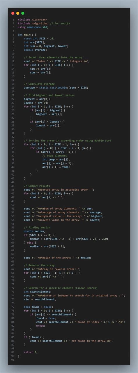 100daysofcode Cplusplus Arrays Bubblesort Linearsearch