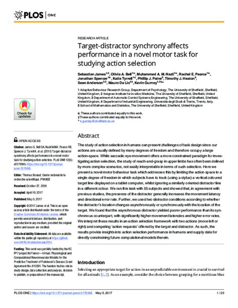Pdf Target Distractor Synchrony Affects Performance In A Novel Motor