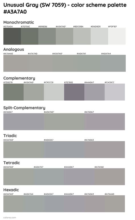 Sherwin Williams Unusual Gray SW Paint Coordinating Colors And Palettes Colorxs