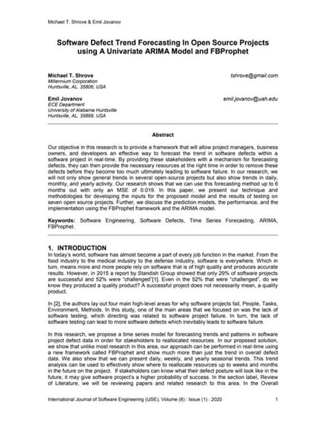 Software Defect Trend Forecasting In Open Source Projects Using A