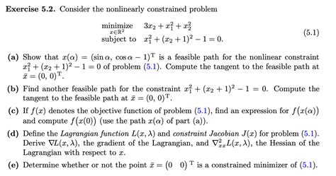 Solved Exercise 52 Consider The Nonlinearly Constrained