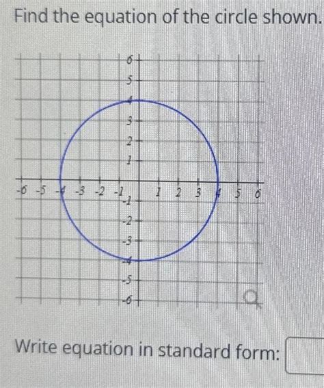 Solved Find The Equation Of The Circle Shown Write Equation