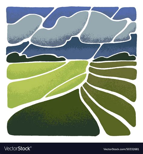 Abstract Meadow Landscape Summer Field Grassland Vector Image