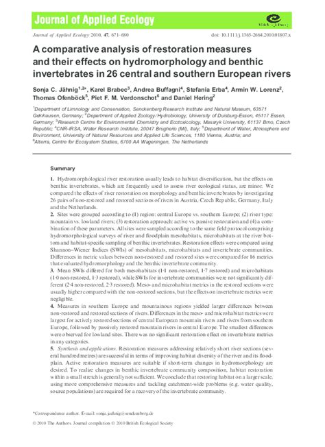Pdf A Comparative Analysis Of Restoration Measures And Their Effects