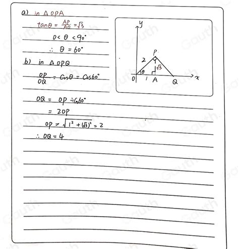 solved on the cartesian plane below o is the origin q lies on the x