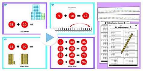 year 2 adding 2 digit numbers and tens not crossing 100 with same 10s